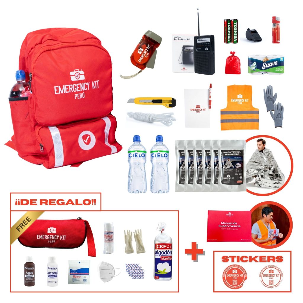Mochila de emergencia FAMILIAR PLUS (5-6 personas) - Emergency Kit Perú